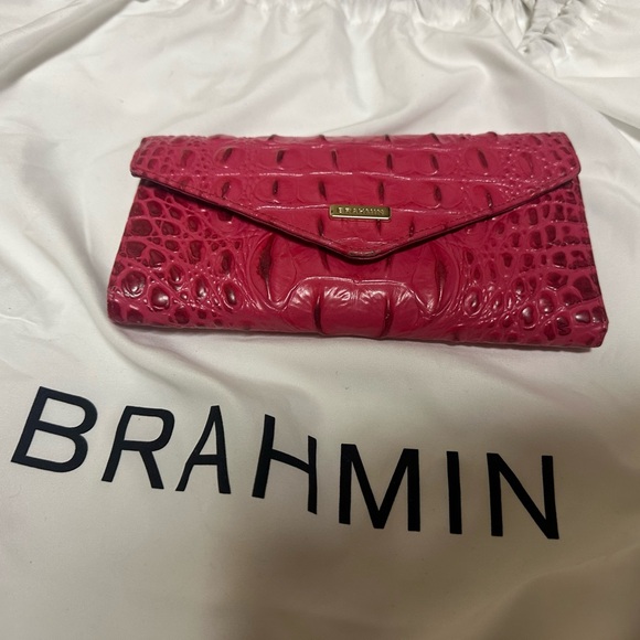 Brahmin | Bags | Brahmin Fuchsia Crocodile Embossed Clutch | Poshmark